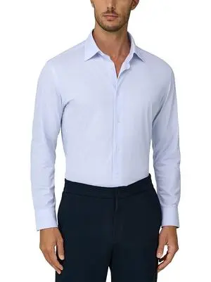 Boggi Milano Checked Japanese Jersey Regular Fit Polo Shirt - Light Blue