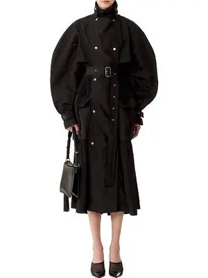 LANVIN Bi-material Trench Coat In Silk Faille And Charmeuse Fabric