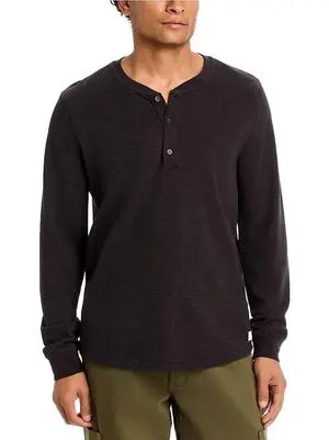 Marine Layer Cotton Luxe Henley Shirt - Java Heather