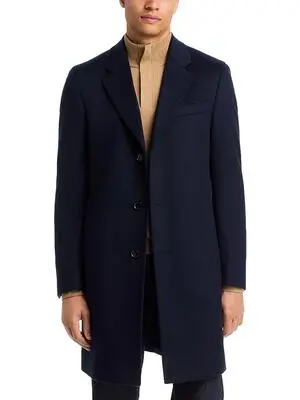 BOSS Hyde Slim Fit Wool Blend Coat - Navy