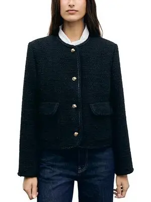 Gerard Darel Judye Tweed Button Front Jacket - Black