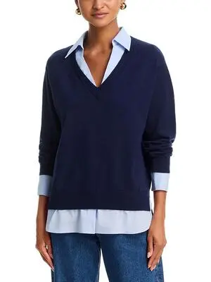 Aqua Layered Look Sweater Exclusive - Navy/blue