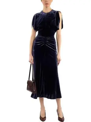 Victoria Beckham Bela Slit Sleeve Midi Dress - Navy