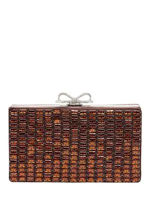 SELF-PORTRAIT Mini Crystal Chainmail Clutch - Brown