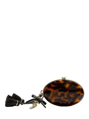 SELF-PORTRAIT Mini Resin Oval Clutch - Brown