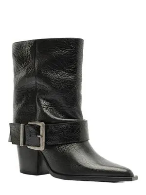 Schutz Parker Leather Moto Boots - Black