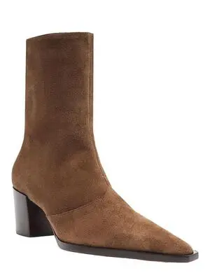 Schutz Raffaela Suede Mid Calf Boots - Brown