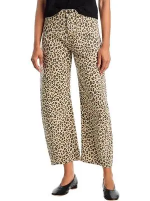 ASKK NY Twisted High Rise Barrel Jeans - Leopard