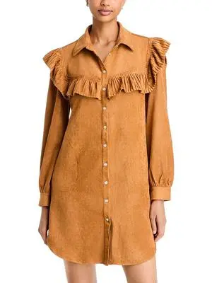AREA STARS Parker Ruffled Button Front Dress - Tan