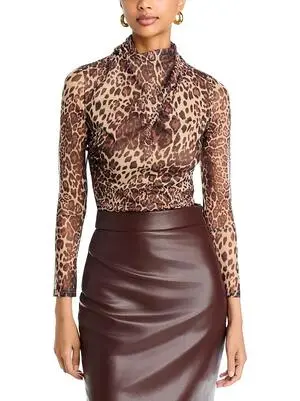 AREA STARS Print Mesh Top - Leopard