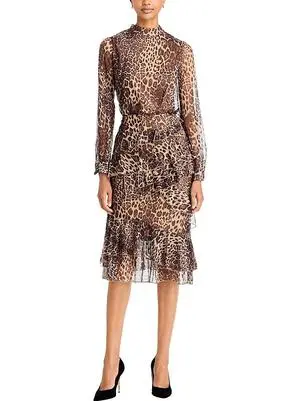 AREA STARS Jayla Print Tiered Ruffle Dress - Leopard