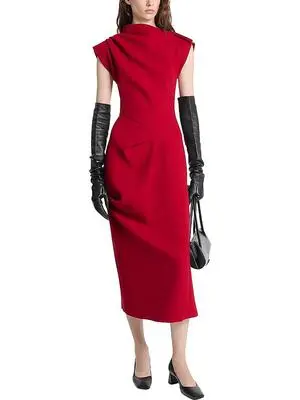 Michael Kors Wool-blend Draped Dress - Ruby