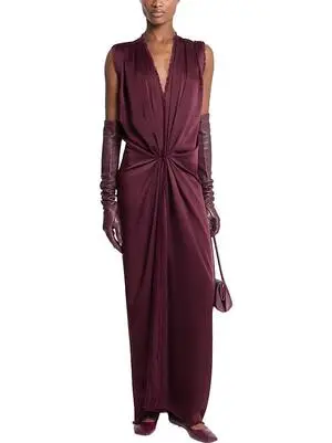 Michael Kors Satcharm Draped Column Gown - Wine