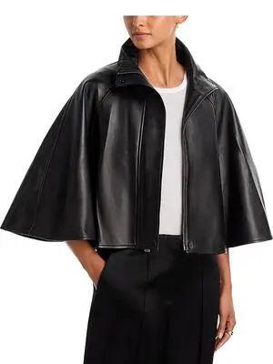 Simkhai Orvik Leather Cape Jacket - Black