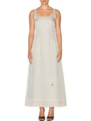 LIA COHEN Embroidered Silk Organza A-line Dress - Neutral