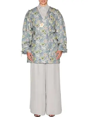 LIA COHEN Abundance Floral Double-breasted Coat - Blue