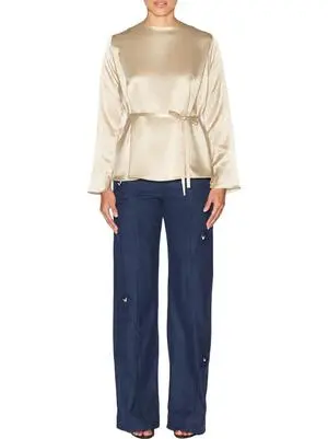 LIA COHEN Wholesome Silk Long-sleeve Top - Neutral