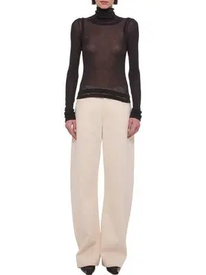 Helmut Lang Sheer Layered Turtleneck Top - Black
