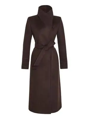 Sentaler Baby Alpaca Funnel Collar Maxi Wrap Coat - Brown