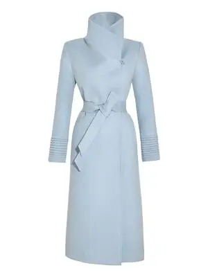 Sentaler Baby Alpaca Funnel Collar Maxi Wrap Coat - Blue