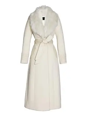 Sentaler Suri Alpaca Maxi Coat With Fur Collar - White