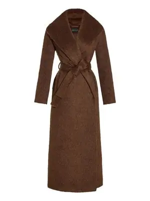 Sentaler Textured Suri Alpaca Maxi Wrap Coat - Brown