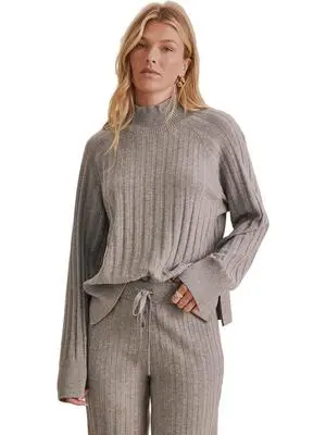 Splendid Splendid Logan Ribbed Mock Neck Sweater Red Flash