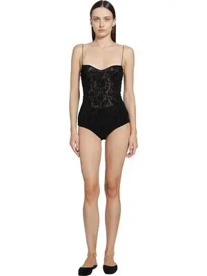 PAULINE DUJANCOURT Liqaa Lace Bodysuit - Black