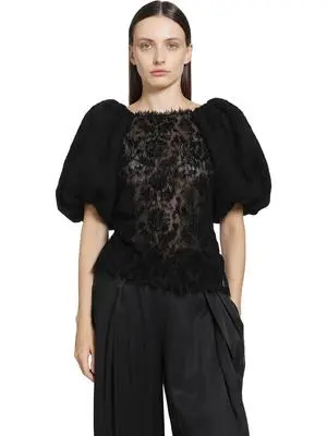 PAULINE DUJANCOURT Laia Hand-knit Alpaca Lace Top - Black