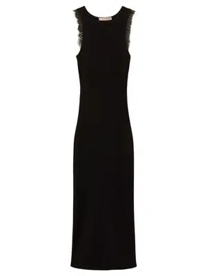 TWINSET Twinset Lace-Trim Ribbed Midi Dress