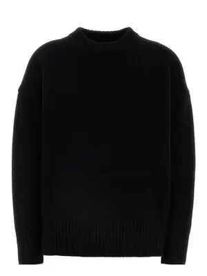 Co Name Crewneck Ribbed Sweater - Black