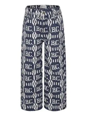 BOBO CHOSES Vintage Logo Patterned Wide-leg Trousers - Blue