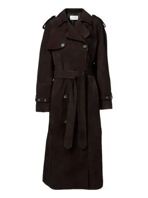 Magda Butrym Double-breasted Suede Trench Coat - Brown