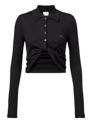 COURREGES Long-sleeved Polo Shirt Black