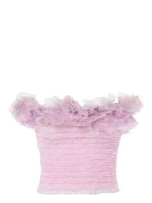 SUSAN FANG Susan Fang Shirred Off-Shoulder Tulle Top