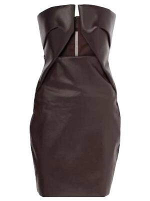 RICK OWENS Rick Owens Prong Cutout Coated Denim Bustier Dress