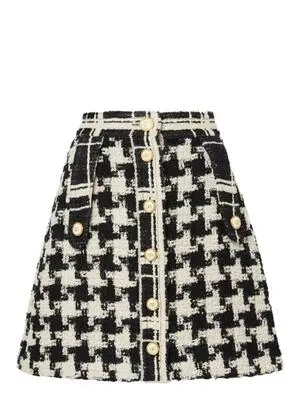 VALENTINO Valentino Houndstooth Button-Down A-Line Skirt
