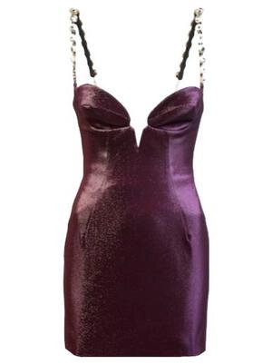AREA Crystal Embellished Minidress - Red