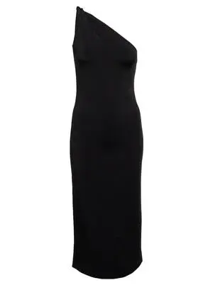 GALVAN Galvan One-Shoulder Knotted Midi Dress