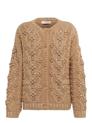 VALENTINO Embroidered Wool-blend Cardigan