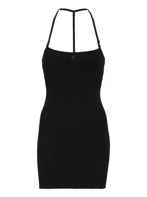 COURREGES Ribbed-knit Mini Dress - Black
