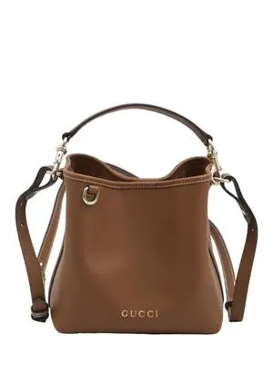 Gucci Gg Emblem Mini Bucket Bag - Brown