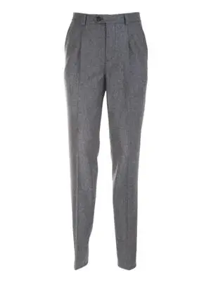 Brunello Cucinelli Wool Flannel Trousers - Gray