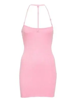 COURREGES Ribbed Knit Mini Dress With Adjustable Straps - Pink