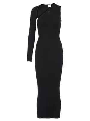 COURREGES Asymmetrical Ribbed-knit Midi Dress - Black