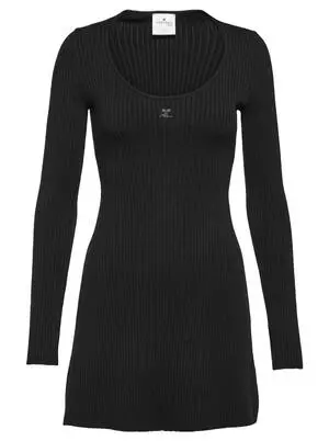 COURREGES Round Neck Long Sleeve Dress - Black