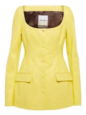 Attico Marie Leather Blazer - Yellow
