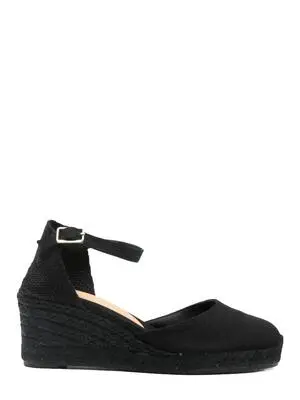 CastaÑer Straw-woven Wedge Espadrilles - Black