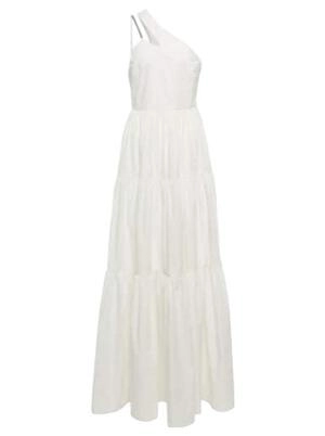 Brunello Cucinelli Embellished One-shoulder Maxi Dress - White
