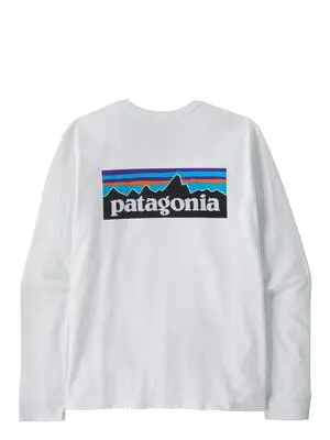 Patagonia T-shirt L/s P-6 Logo Responsibili-tee - White